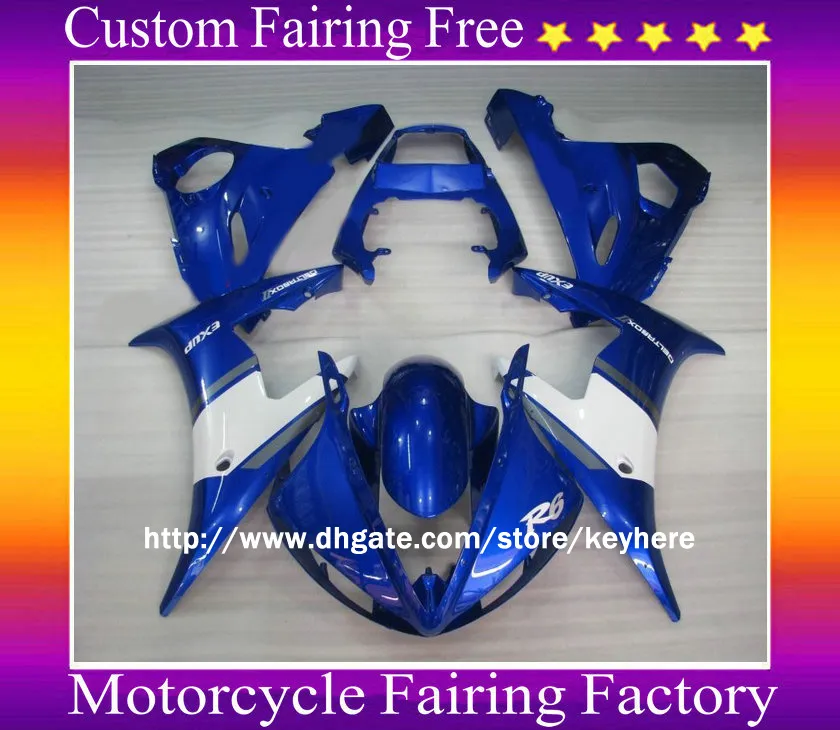 ABS Motocycle Body Para YAMAHA YZF R6 2003 2004 YZF R6 03 04 White ...