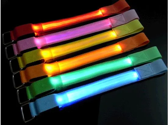 Mesh Style LED Flexible Flashing Safety Armbands Red/Orange/Yellow/Blue ...