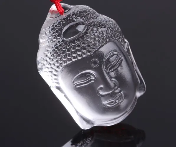 Buddhism Pendant Carved White Crystal Buddha Head Necklace For ...