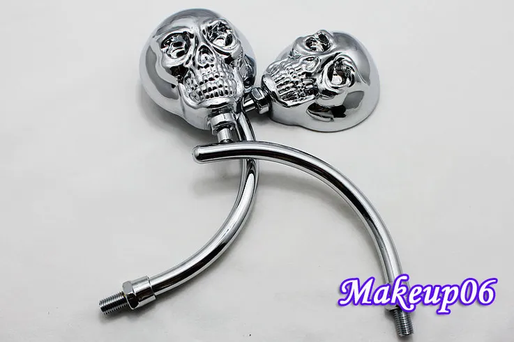 Chrome Skull Style Motorcycle Mirrors - Premium Rear View Mirrors for ...