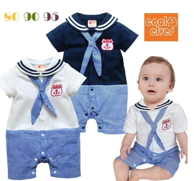 DHgate.com:Summer Infant Clothes Children jumpsuits navy lapel stripe ...
