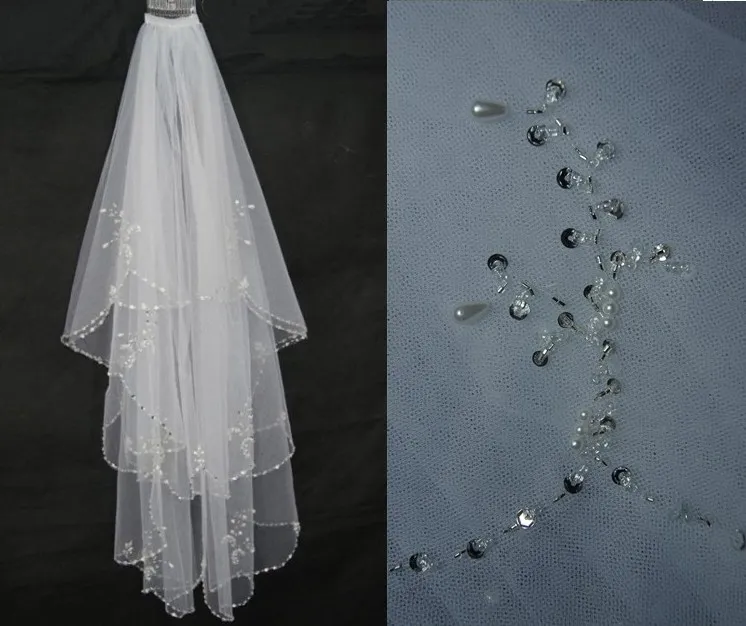 SALE Beads Pearl White/Ivory 2T Wedding Veil Swarovski Crystal Beads ...
