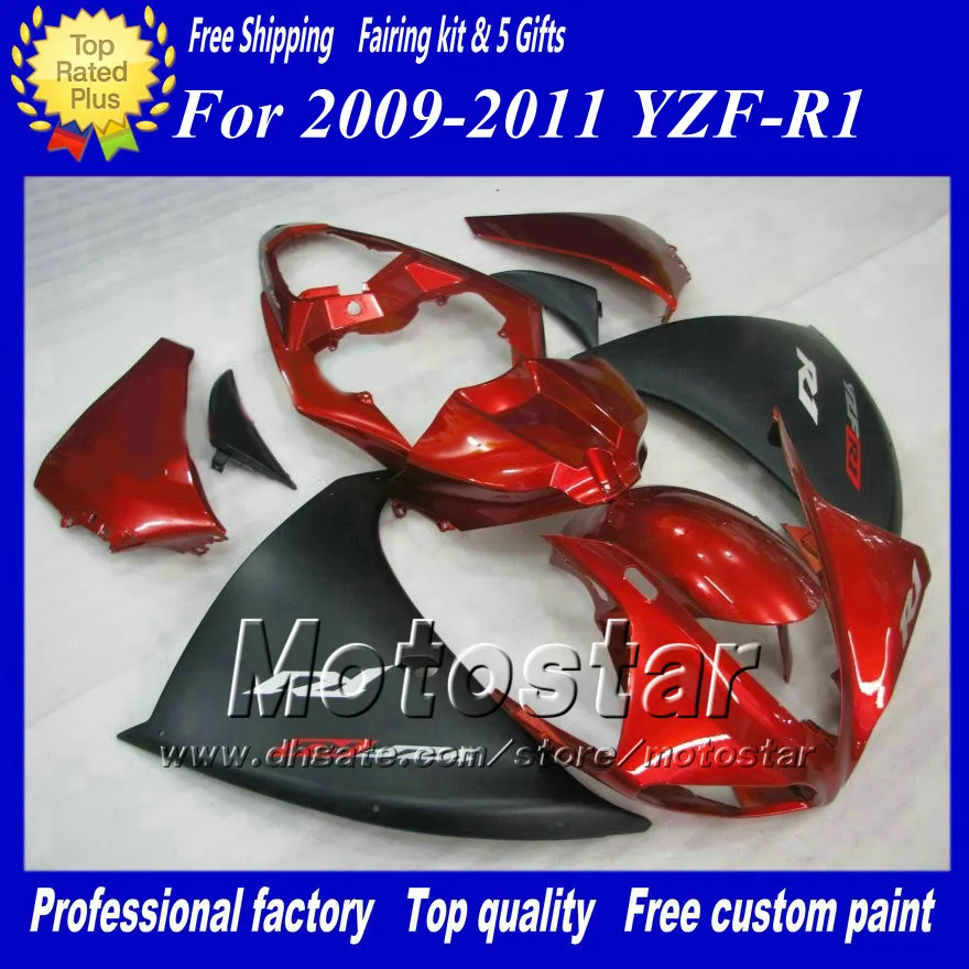 Matte Black Red Fairings For Yamaha 2009 2010 2011 Yzf R1 Yzfr1 09 10 ...