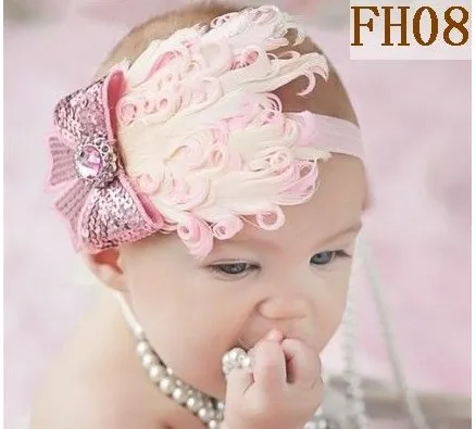 Baby Headbands And Hair Ribbon Set 2024 Feather Flower Headwear For ...