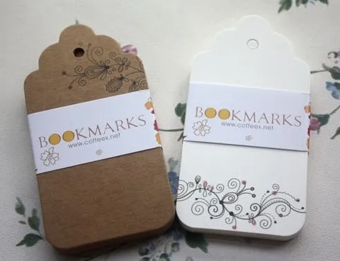 Flower Pattern Bookmark Label Hang Tag Coffee Kraft Paper Gift Card Tag ...