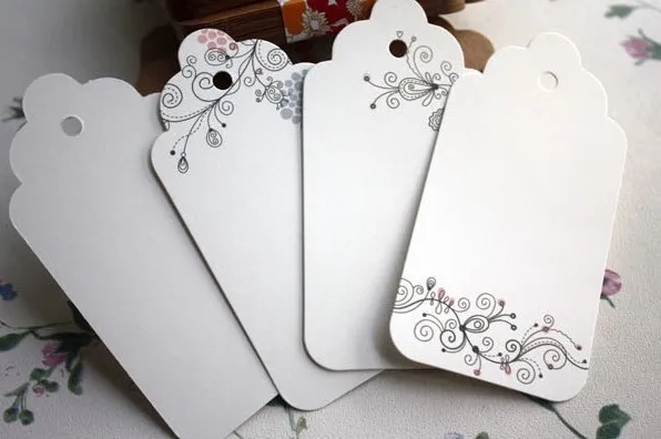 Flower Pattern Bookmark Label Hang Tag Coffee Kraft Paper Gift Card Tag ...
