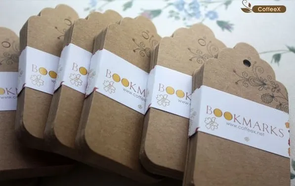 Flower Pattern Bookmark Label Hang Tag Coffee Kraft Paper Gift Card Tag ...