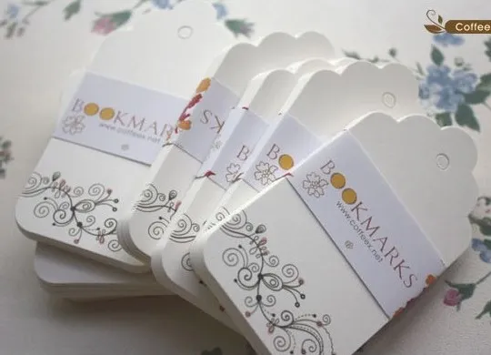 Flower Pattern Bookmark Label Hang Tag Coffee Kraft Paper Gift Card Tag ...