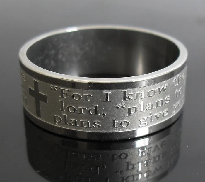 Mens Christian Jewelry Stainless Steel Etched Lord's Prayer Rings ...