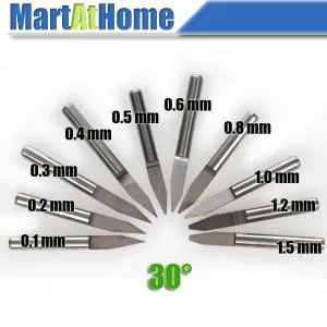 Precision 10-Piece Carbide CNC Engraving Bits Set - 30 Degree V Bits, 0 ...