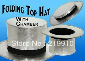 Silver Folding Magic Top Hat - Stage Magic, Close-Up Trick, Party Prop ...