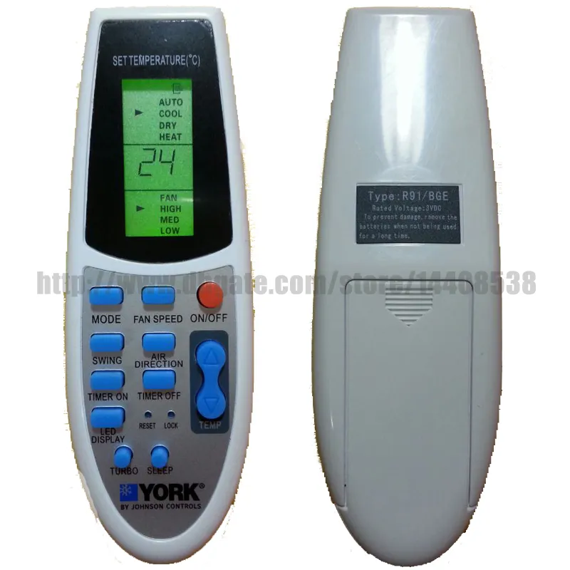YORK Air Conditioner Remote Control R91/BGE For Split & Portable Air ...