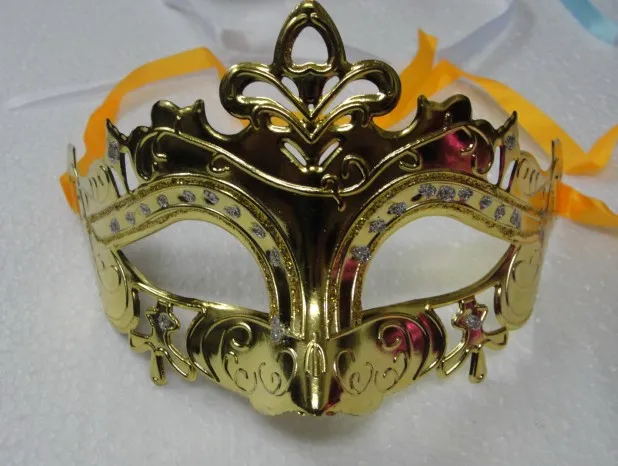 Venetian Gold Powder Painted Imperial Crown Metal Mask For Parties ...