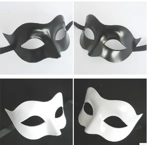 New Party Mask Black And White Fox Half Face Mask Masquerade Masks ...
