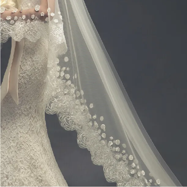 Ivory Cathedral Length Bridal Veil Extra Long One Layer Tulle Veil With ...