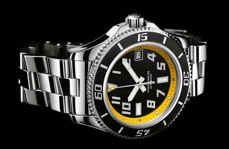 Men's Automatic Mechanical Watch Yellow Bezel Stainless Steel Fashion ...