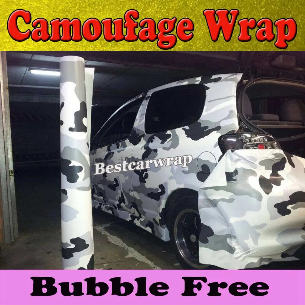 Camo Wrapping Black White Grey Arctic Camouflage Vinyl Wrap, Snow Camo ...