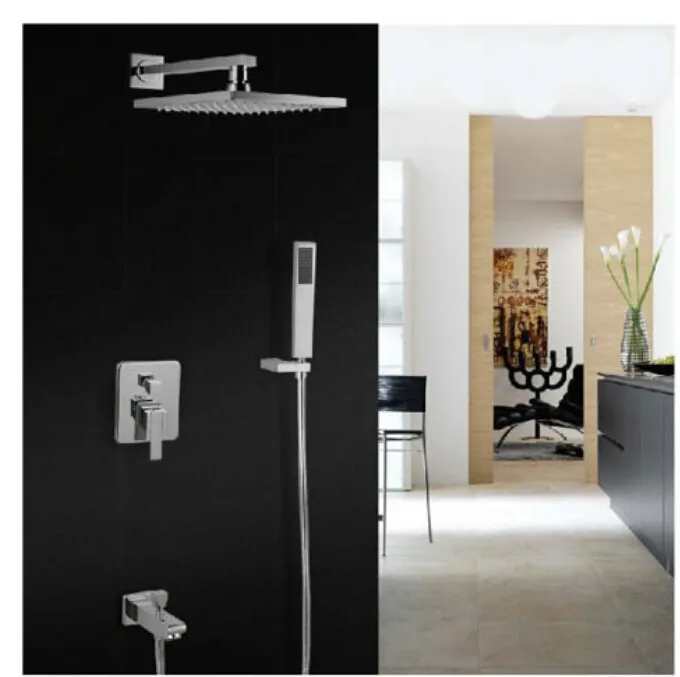 Modern Single Handle Chrome Brass Shower Faucet Set with Handheld Spray ...