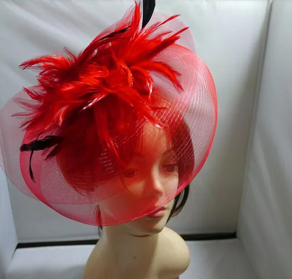 Party Top Hat Cap Fascinator Women Fancy Dress Yarn Feathers Clips Caps ...