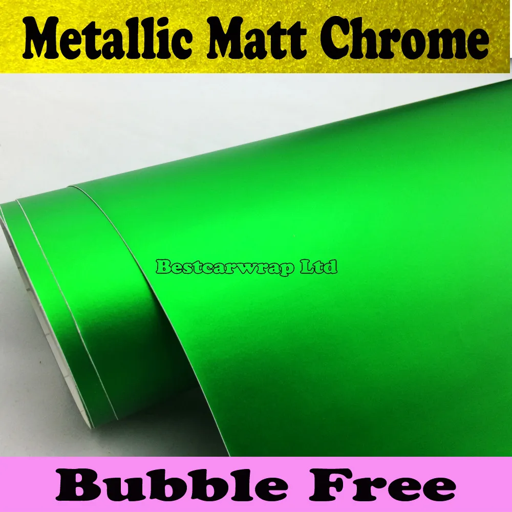 Chrome Vehicle Wrap: Satin Green Matte Car Wrap Film Air Release, Full ...