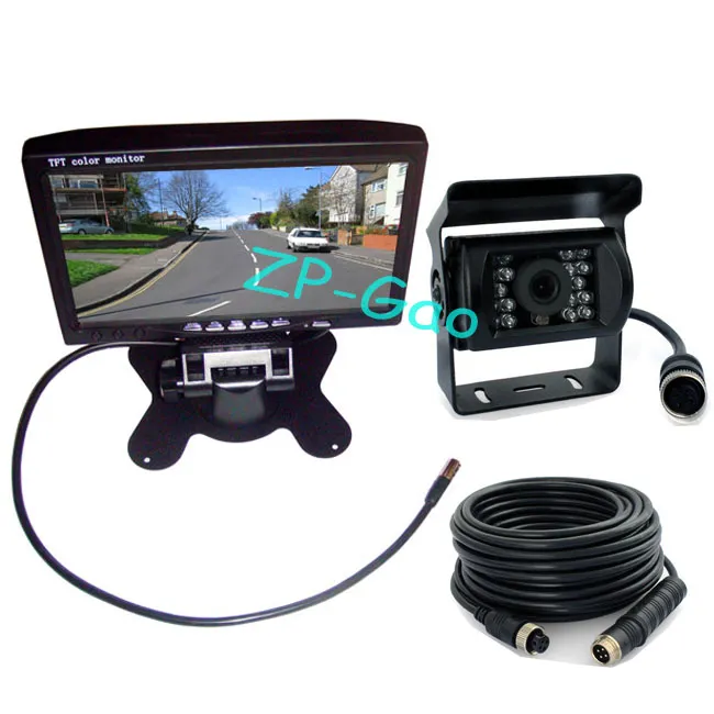 7'' LCD Monitor 4-Pin Car Rear View Kit with 18 LED IR CCD Reversing ...