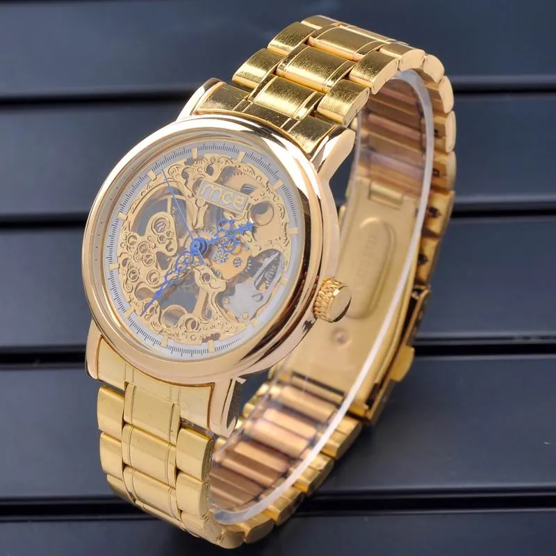 MCE Men's Automatic Mechanical skeleton watch with Diamonds Dial and ...