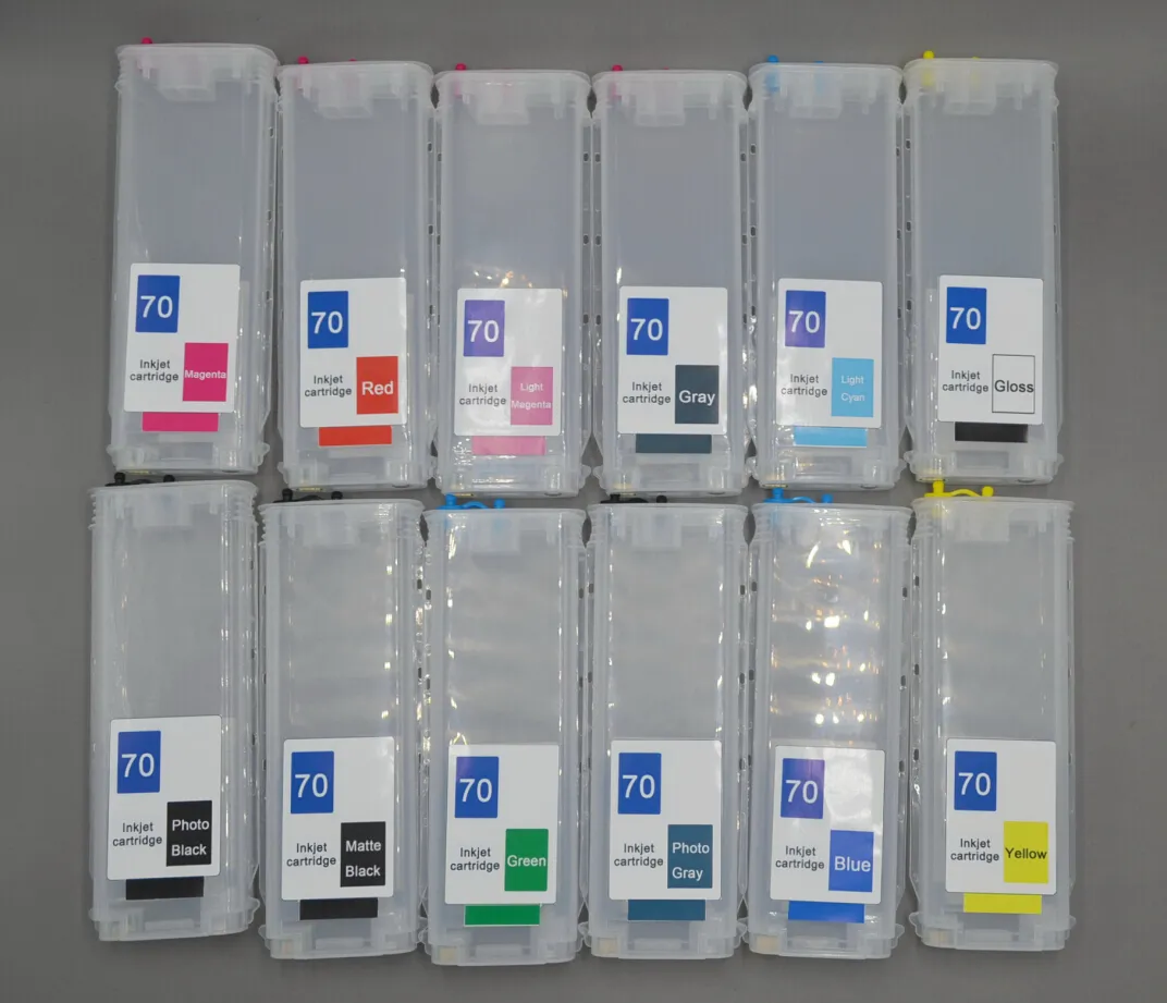 12 Pack HP 70 Refillable 305 Ink Cartridge With Auto Reset Chips For ...