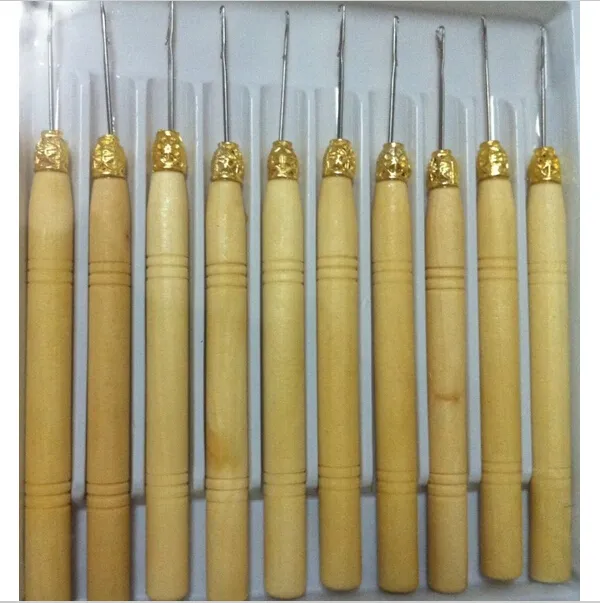 Wooden Handle Hair Extension Tools, Micro Rings Needle Hair Extension ...