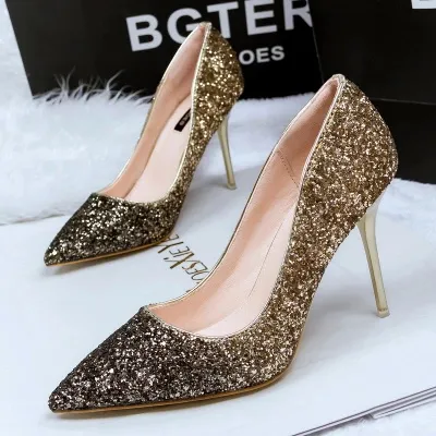 Gold Prom Shoes Ombre Wedding Heels: Celebrity Inspired 9.5cm High ...