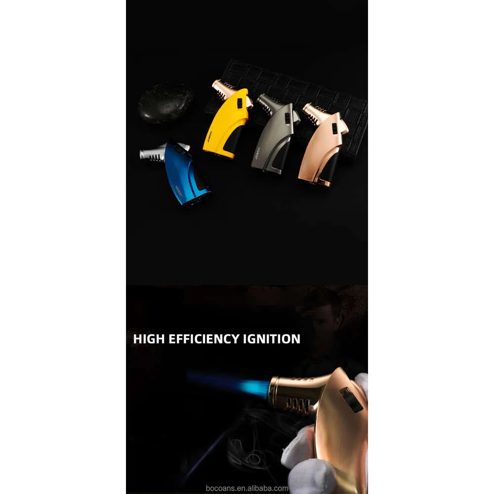 Jobon Triple Blue Flame Windproof Cigar Lighter - Sleek Metal, Direct ...