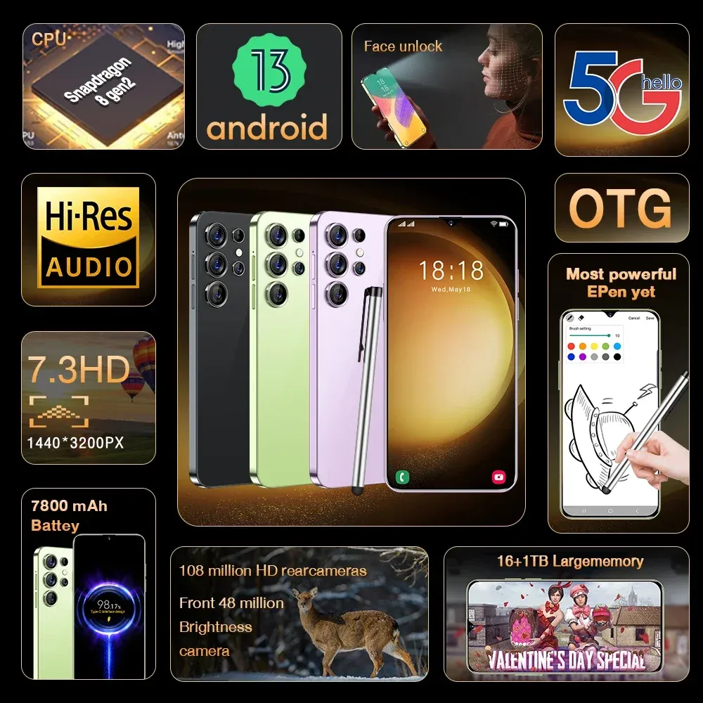 3 HD Screen Smartphone: 22GB+2TB, 5G Dual Sim, Unlocked Android - Shop ...