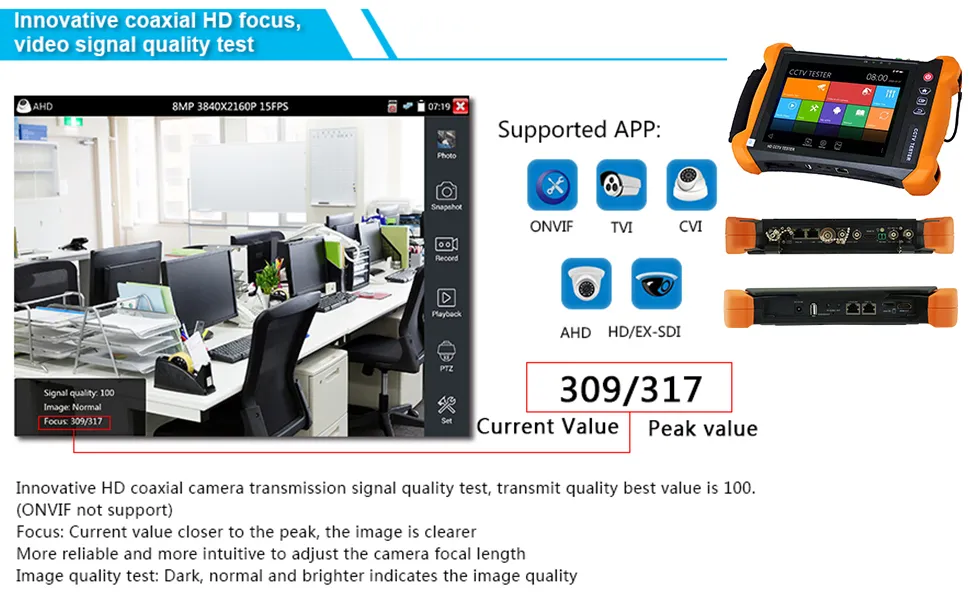 Testeur IP CCTV X9 Movtadhs, 8 Écran Tactile Retina, Fonctions ...