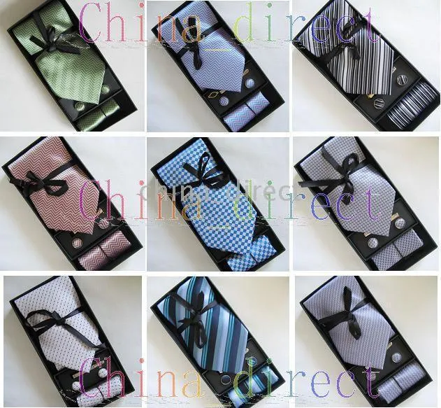 DHgate.com:FACTORY SALE GIFT BOX TIES HANKY CUFFLINKS tie bar tie ...
