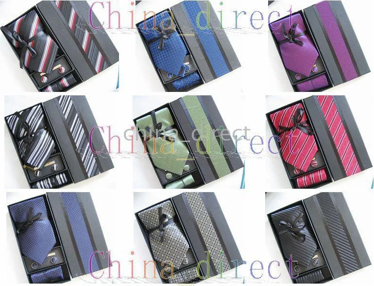 DHgate.com:FACTORY SALE GIFT BOX TIES HANKY CUFFLINKS tie bar tie ...