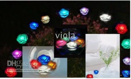 7 Changing Color LED Floating Rose Flower Night Light Candle Lights ...