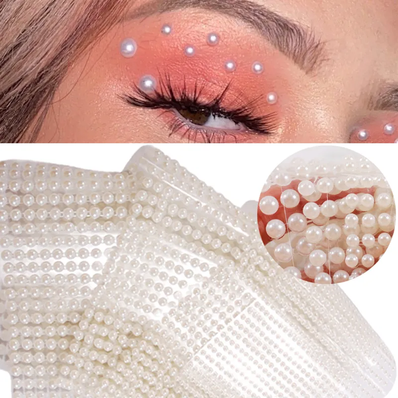 White Pearl Eyes Face Temporary Tattoo Gems Dots Beauty DIY Body Art ...